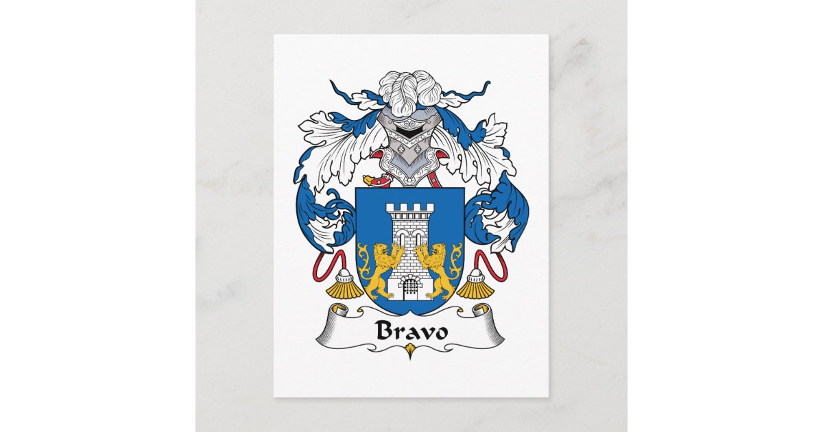 Bravo Family Crest Postcard | Zazzle