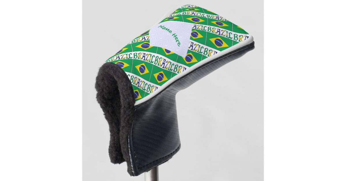 Brazil and Brazilian Flag Tiled Green Personalized Golf Head Cover | Zazzle
