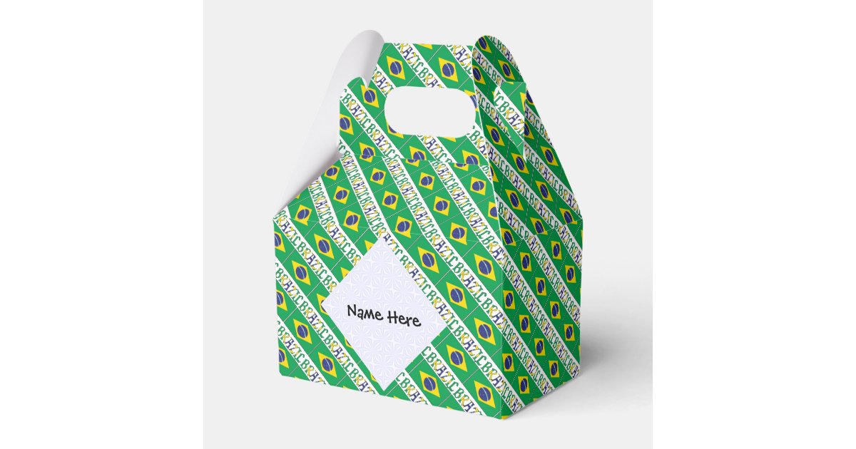 Brazil and Brazilian Flag Tiled Personalized Favor Boxes | Zazzle