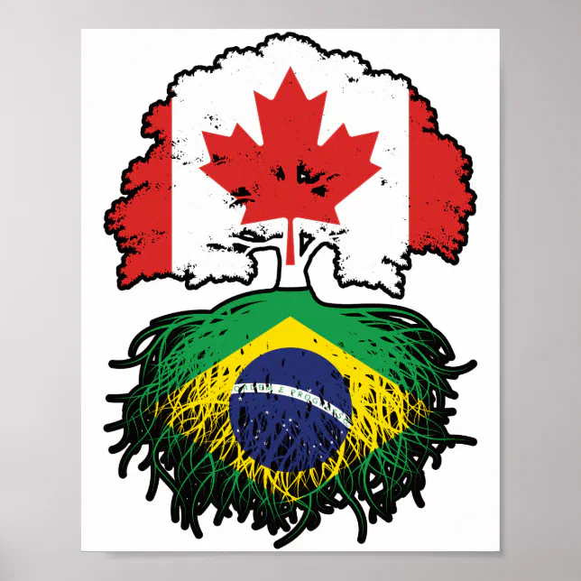 Brazil Brazilian Canadian Canada Tree Roots Flag Poster | Zazzle