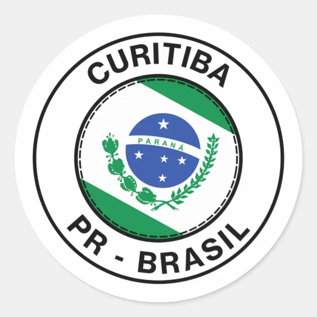 Brazil Curitiba Parana PR Bandeira Stamp Classic Round Sticker | Zazzle