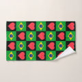 Brazil Flag and Heart Pattern Fun Brasil Brazilian Hand Towel | Zazzle