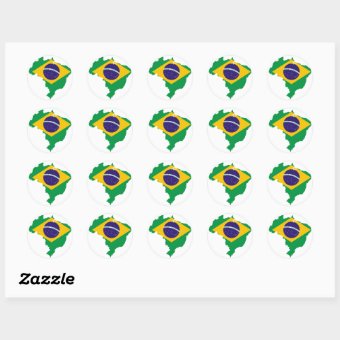 brazil flag map classic round sticker | Zazzle