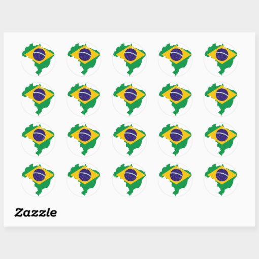 brazil flag map classic round sticker | Zazzle