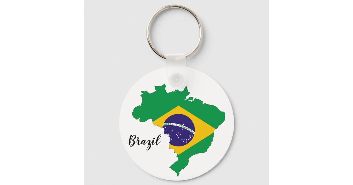 Brazil Flag Map Keychain | Zazzle
