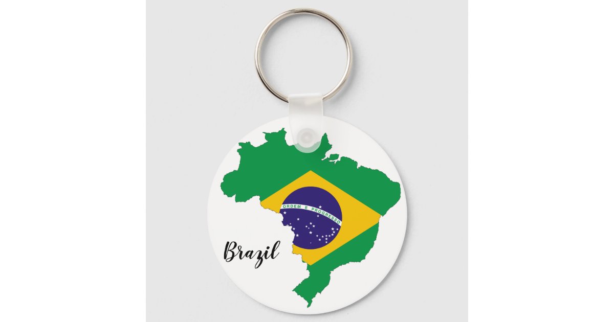 Brazil Flag Map Keychain | Zazzle