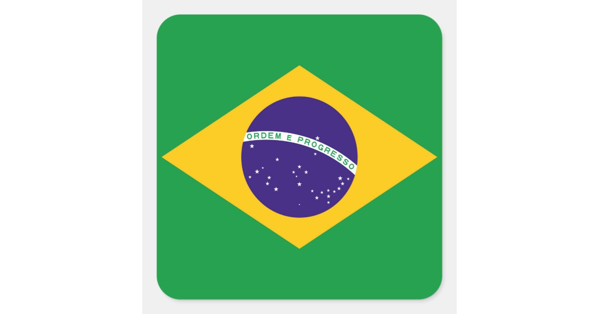 Brazil Flag Square Sticker | Zazzle
