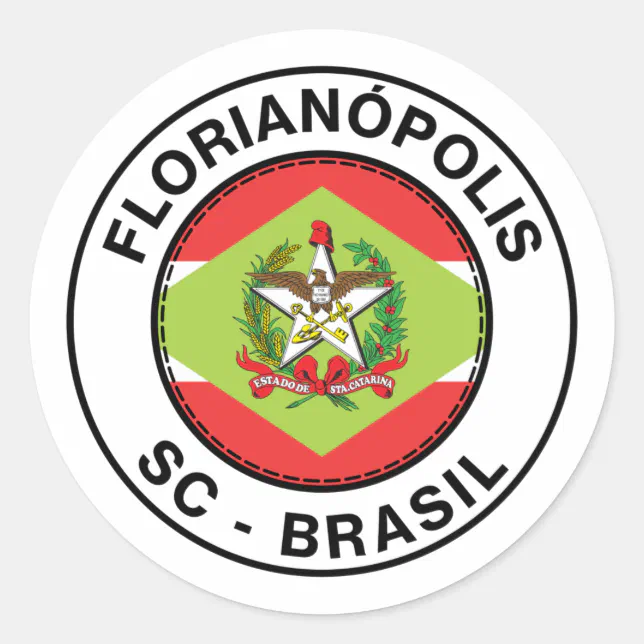 Brazil Florianopolis Santa Catarina SC Flag Classic Round Sticker | Zazzle