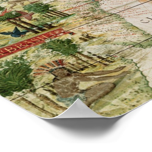 Brazil from the 'Miller Atlas' by Pedro Reinel Poster | Zazzle