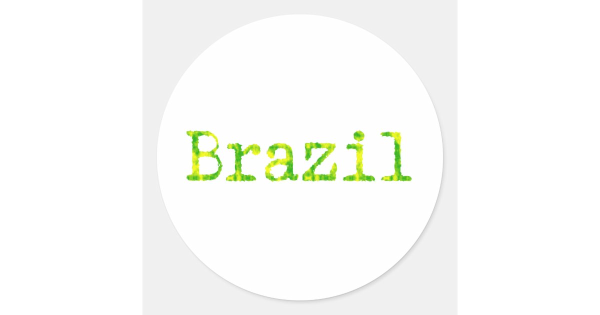 Brazil Green and Yellow Font Sticker | Zazzle