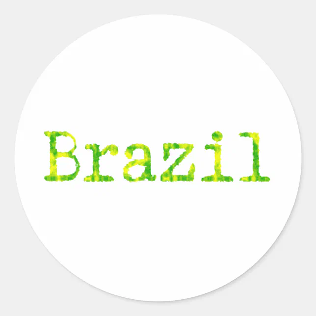 Brazil Green and Yellow Font Sticker | Zazzle