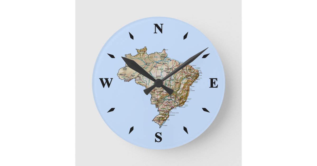 Brazil Map Clock | Zazzle