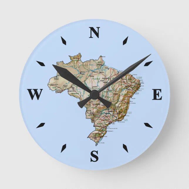 Brazil Map Clock | Zazzle