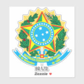 Brazil National Coat Of Arms Patriotic Sticker | Zazzle