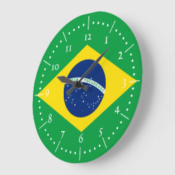 Brazil national flag large clock | Zazzle