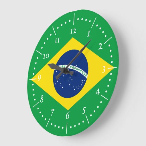 Brazil national flag large clock | Zazzle