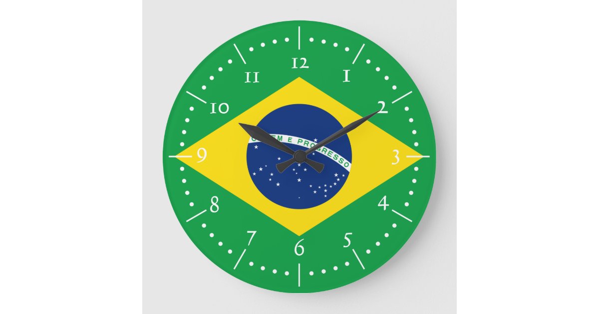 Brazil national flag large clock | Zazzle