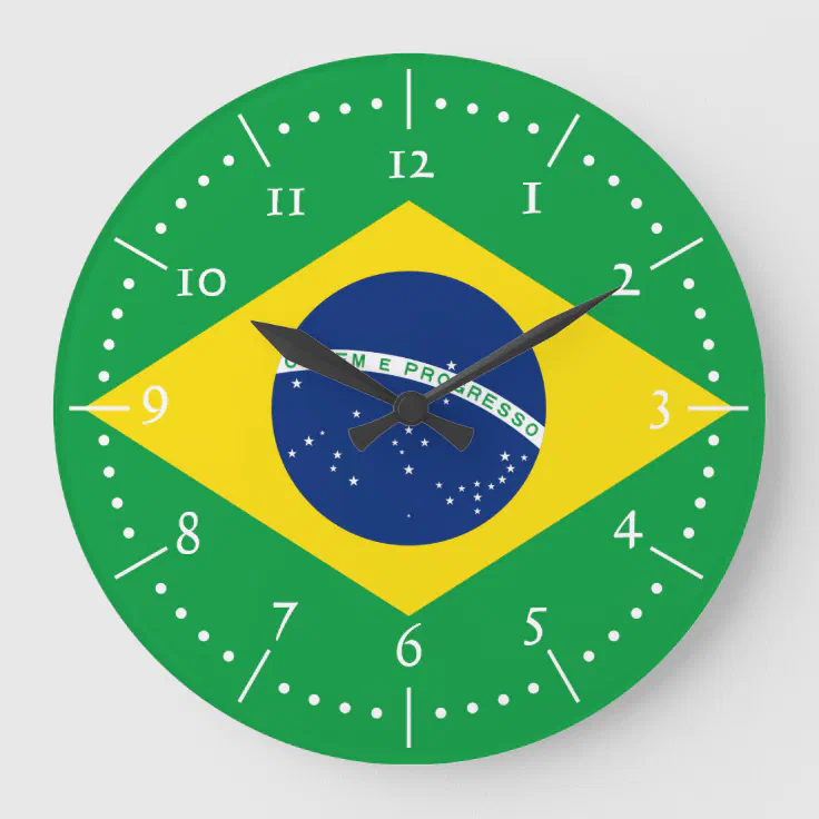 Brazil national flag large clock | Zazzle