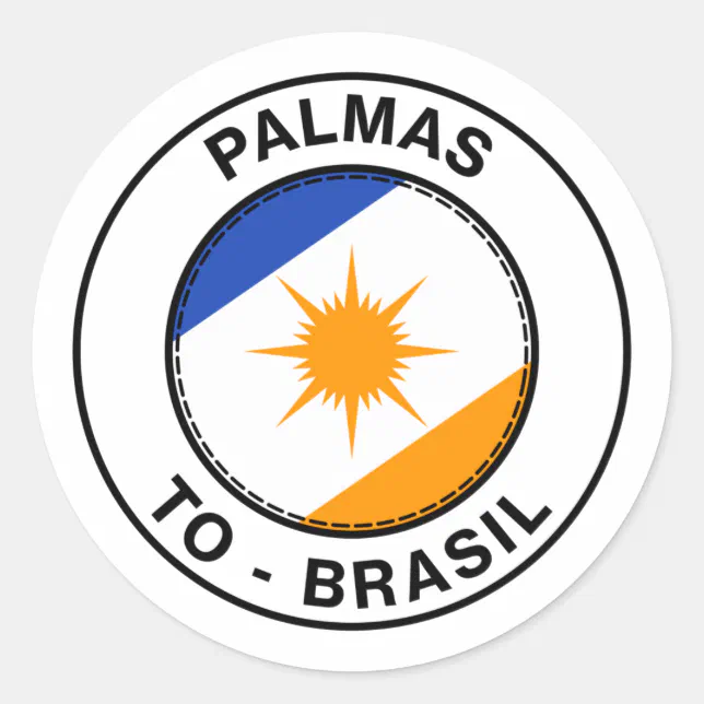 Brazil Palmas Tocantins TO Bandeira Stamp Classic Round Sticker | Zazzle