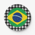 Brazil Plate, buffalo plaid & Brazilian Flag Paper Plates | Zazzle