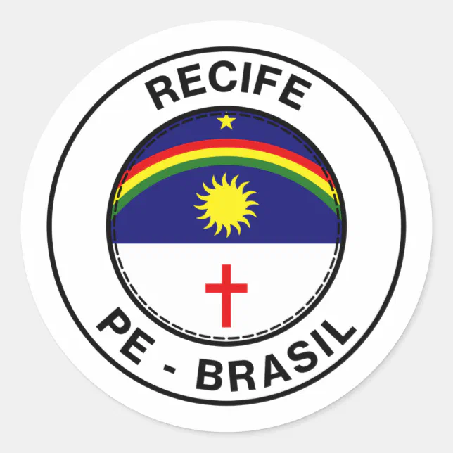 Brazil Recife Pernambuco PE Bandeira Stamp Classic Round Sticker | Zazzle