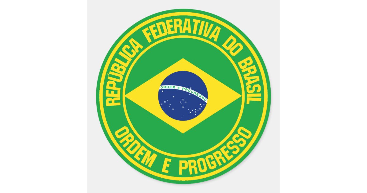 Brazil Round Emblem Classic Round Sticker | Zazzle
