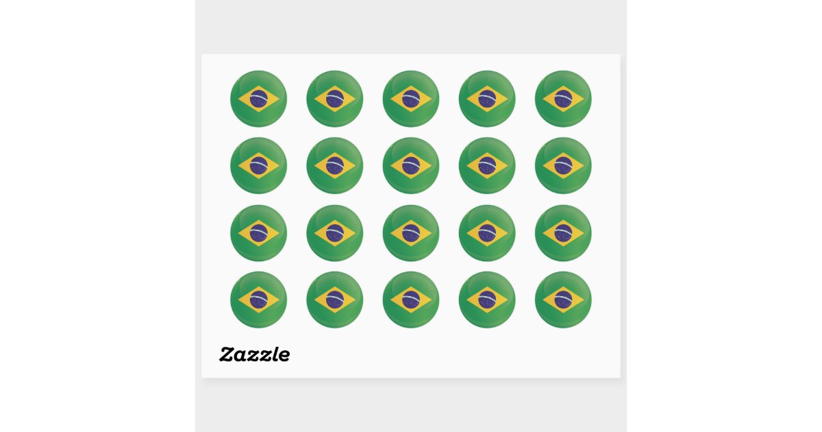Brazil Round Icon Flag Classic Round Sticker | Zazzle