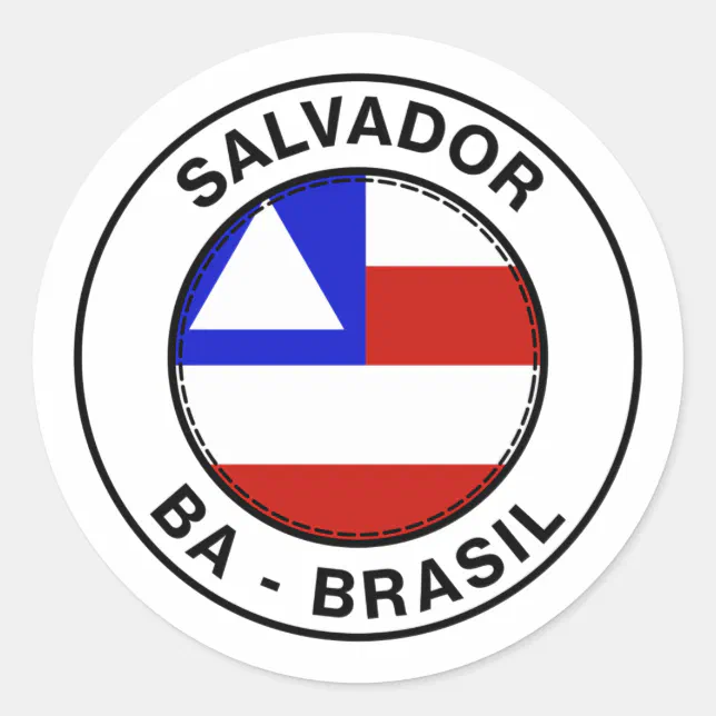 Brazil Salvador Bahia BA Bandeira Stamp Classic Round Sticker | Zazzle