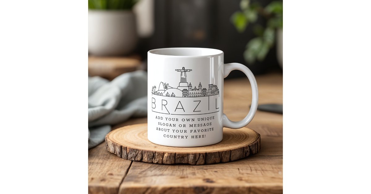 Brazil Stylized Skyline | Custom Slogan Coffee Mug | Zazzle