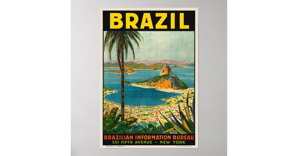 Brazil Vintage Travel Poster 1940 | Zazzle