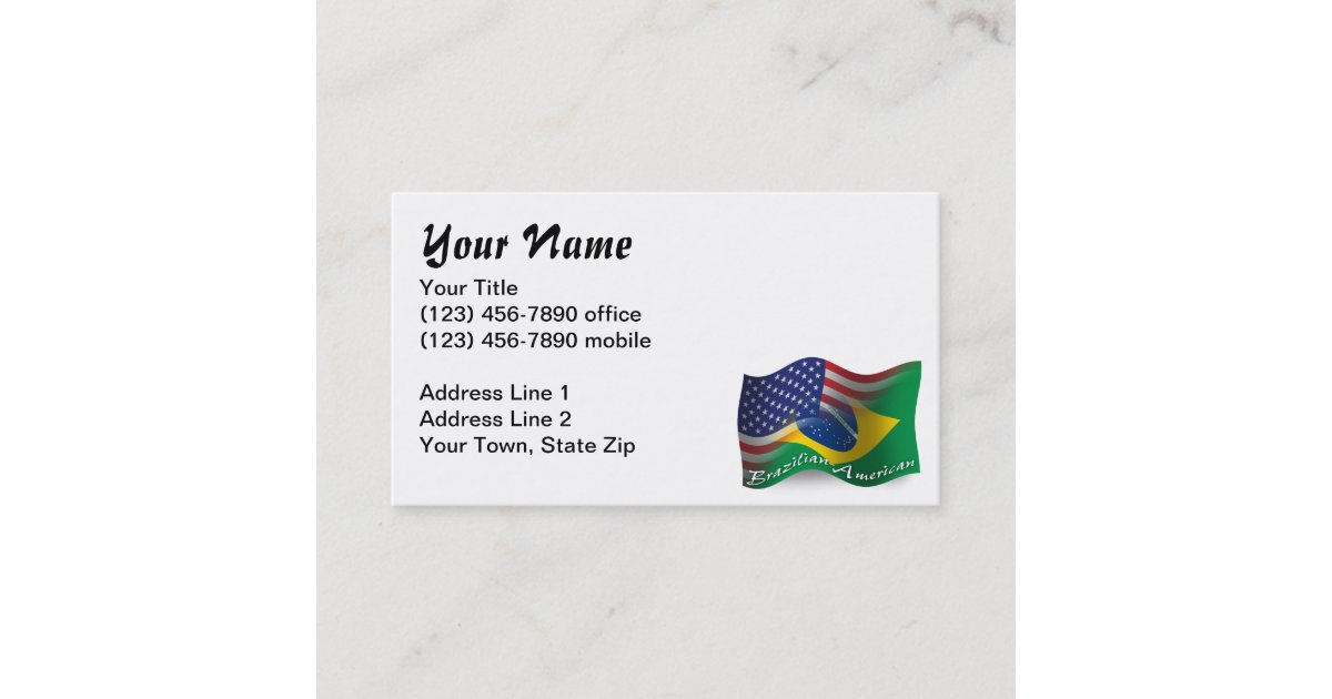 Brazilian-American Waving Flag Business Card | Zazzle