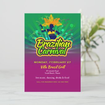 Brazilian Carnival Invitation | Zazzle
