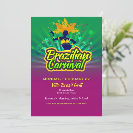 Brazilian Carnival Invitation | Zazzle