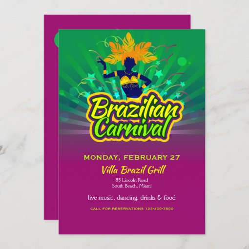 Brazilian Carnival Invitation | Zazzle