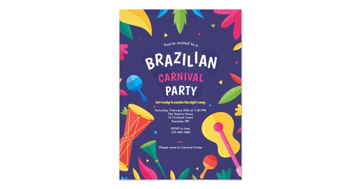Brazilian Carnival Party Invitation | Zazzle.com