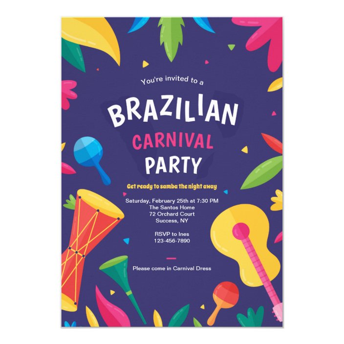 Brazilian Carnival Party Invitation | Zazzle.com