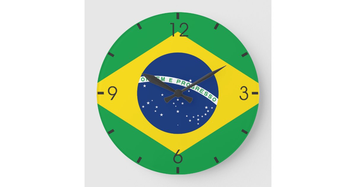 Brazilian Flag Large Clock | Zazzle