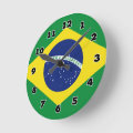 Brazilian flag of Brazil custom round wall clock | Zazzle