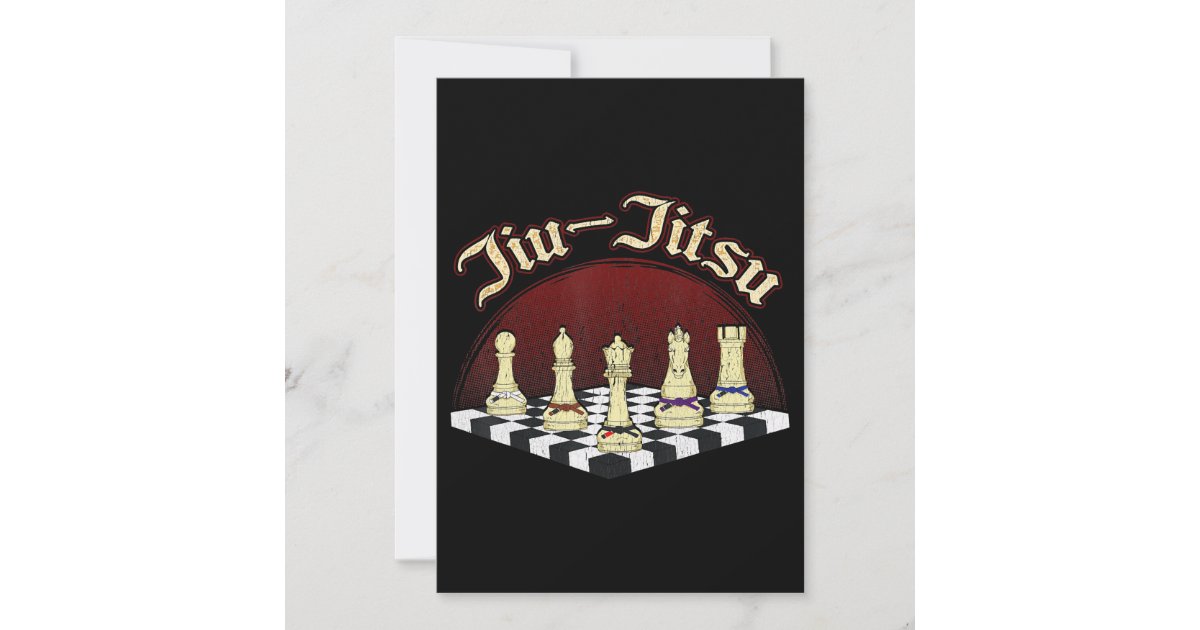 brazilian jiu jitsu chess black belt holiday card | Zazzle