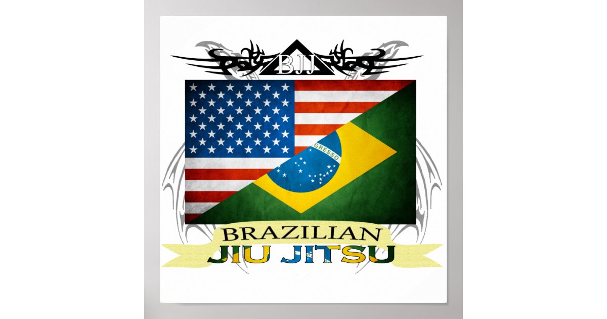 Brazilian Jiu JItsu Flag Fusion poster | Zazzle