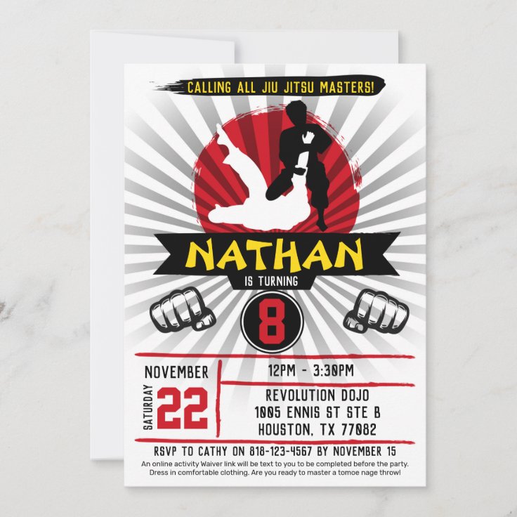 Brazilian Jiu Jitsu Martial Arts Kids Invitation | Zazzle