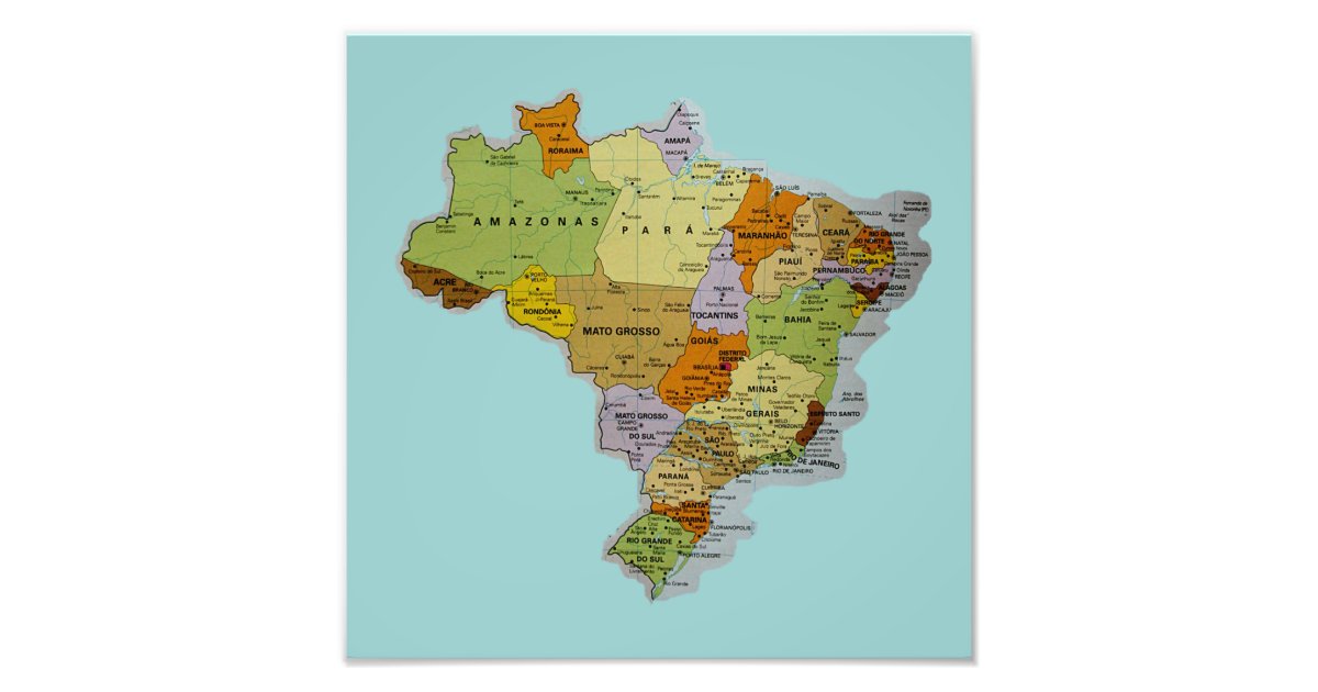 Brazilian Map Photo Print | Zazzle