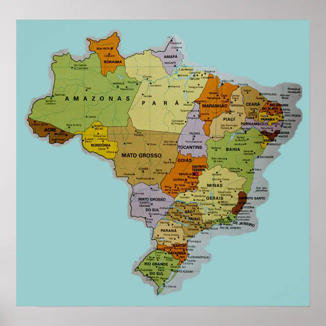 Brazilian Map Poster | Zazzle