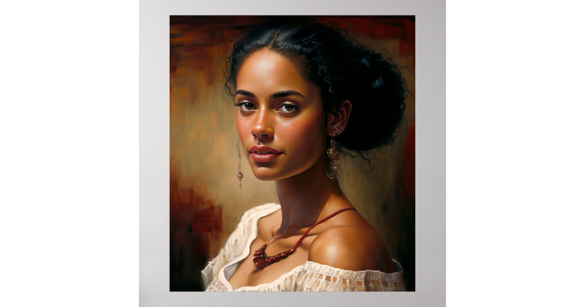 Brazilian Woman Portrait Oil Painting Poster | Zazzle