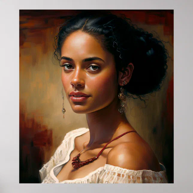 Brazilian Woman Portrait Oil Painting Poster | Zazzle