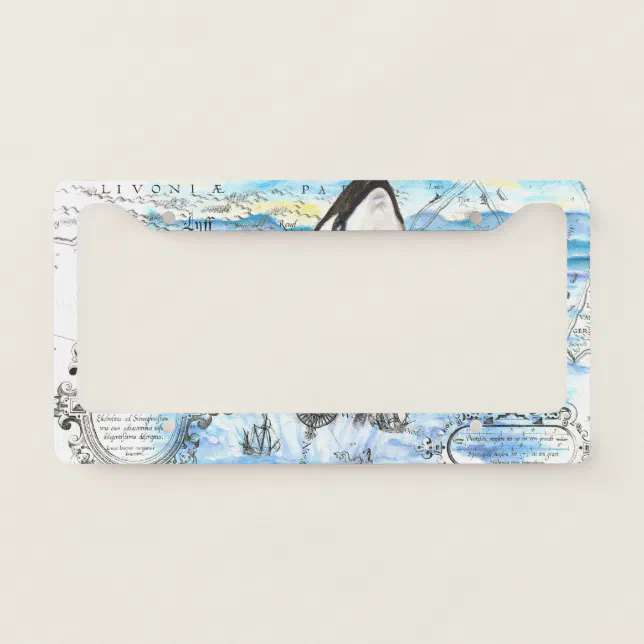 Breaching Orca Ancient Map License Plate Frame | Zazzle