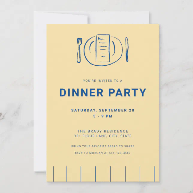 Bread and Butter Dinner Party Invitation | Zazzle