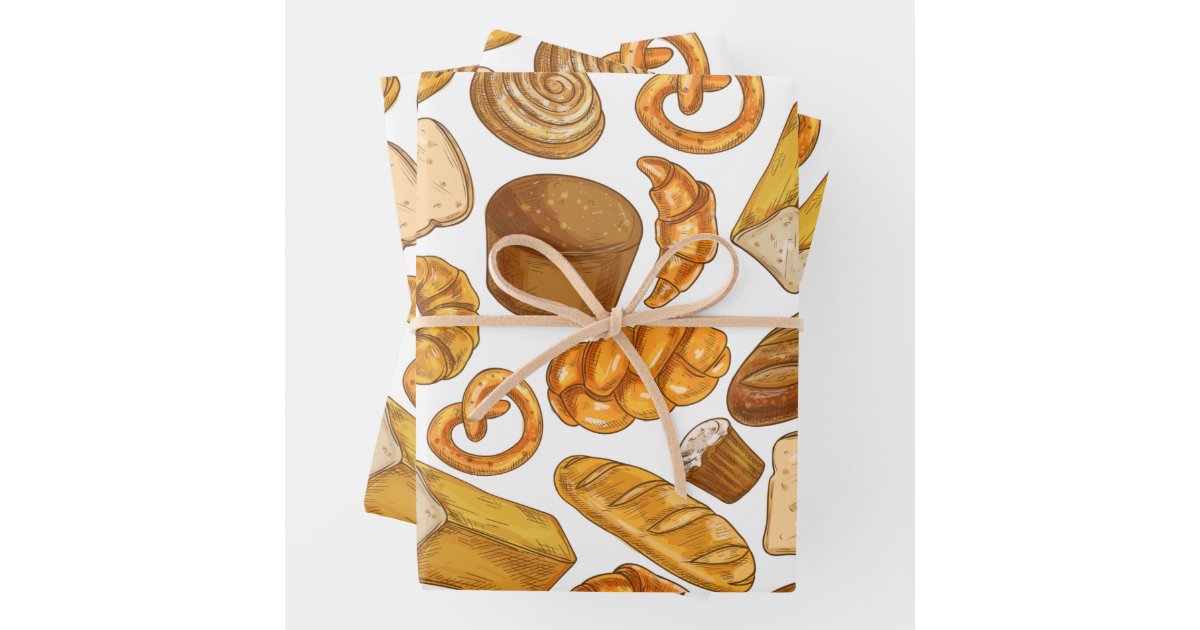 Bread Baker and Bakery Tiled Pattern Wrapping Paper Sheets | Zazzle