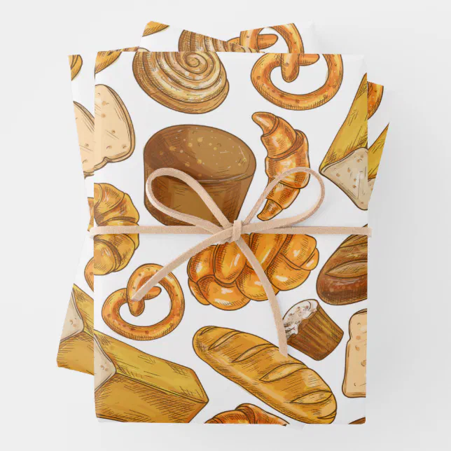 Bread Baker and Bakery Tiled Pattern Wrapping Paper Sheets | Zazzle