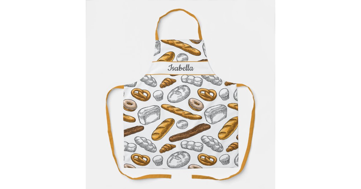 Bread Baker Pattern Personalized With Custom Text Apron | Zazzle
